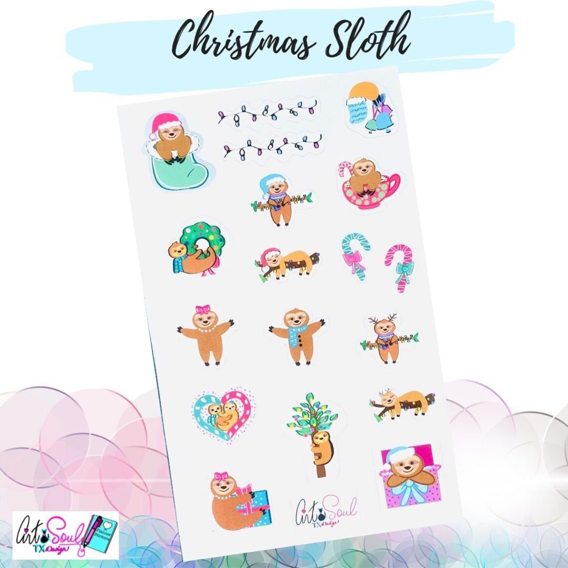Sloth Christmas Planner Stickers Sloth Gift Hand Drawn - Etsy