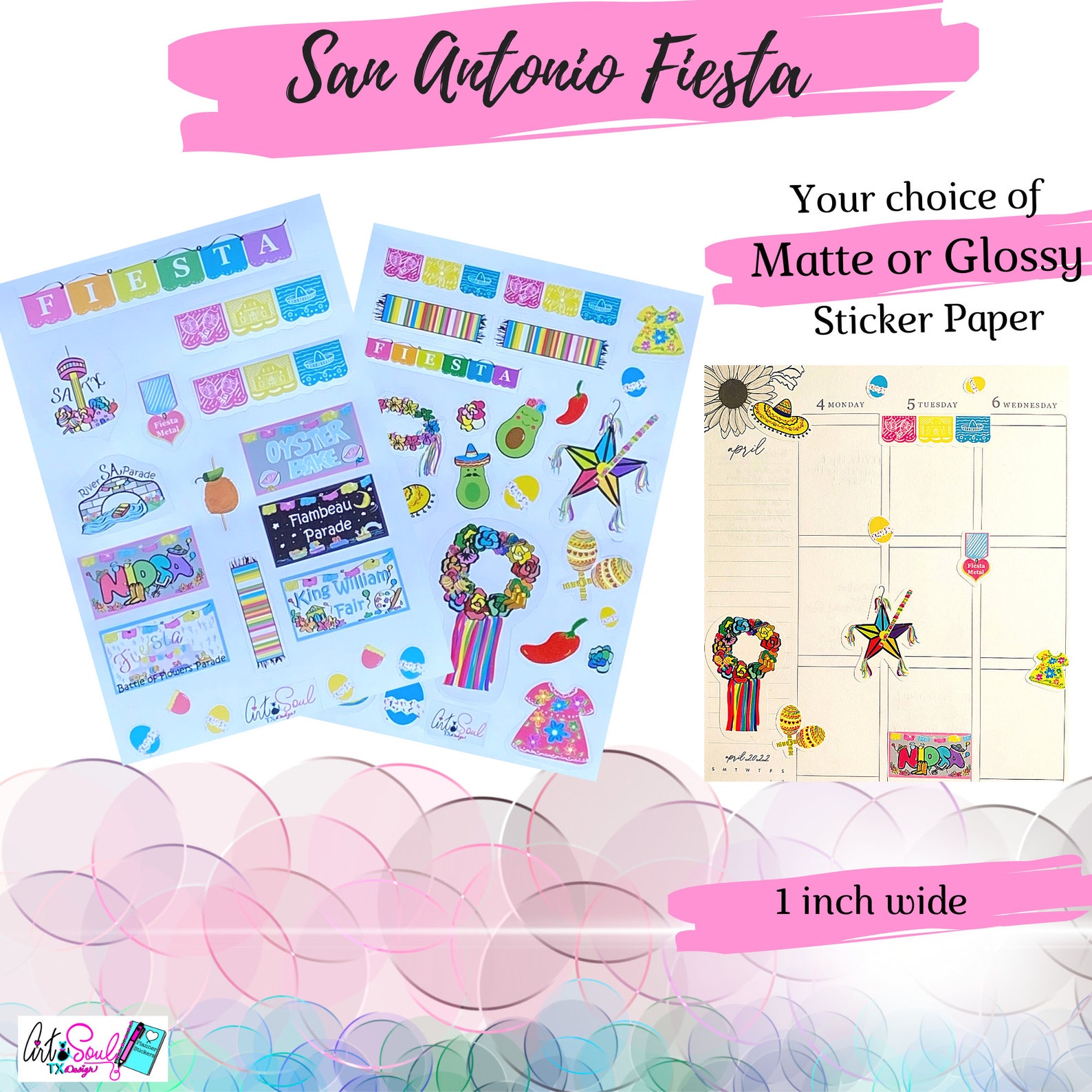 Fiesta San Antonio Sticker Pack, Viva Fiesta, San Antonio Stickers ...