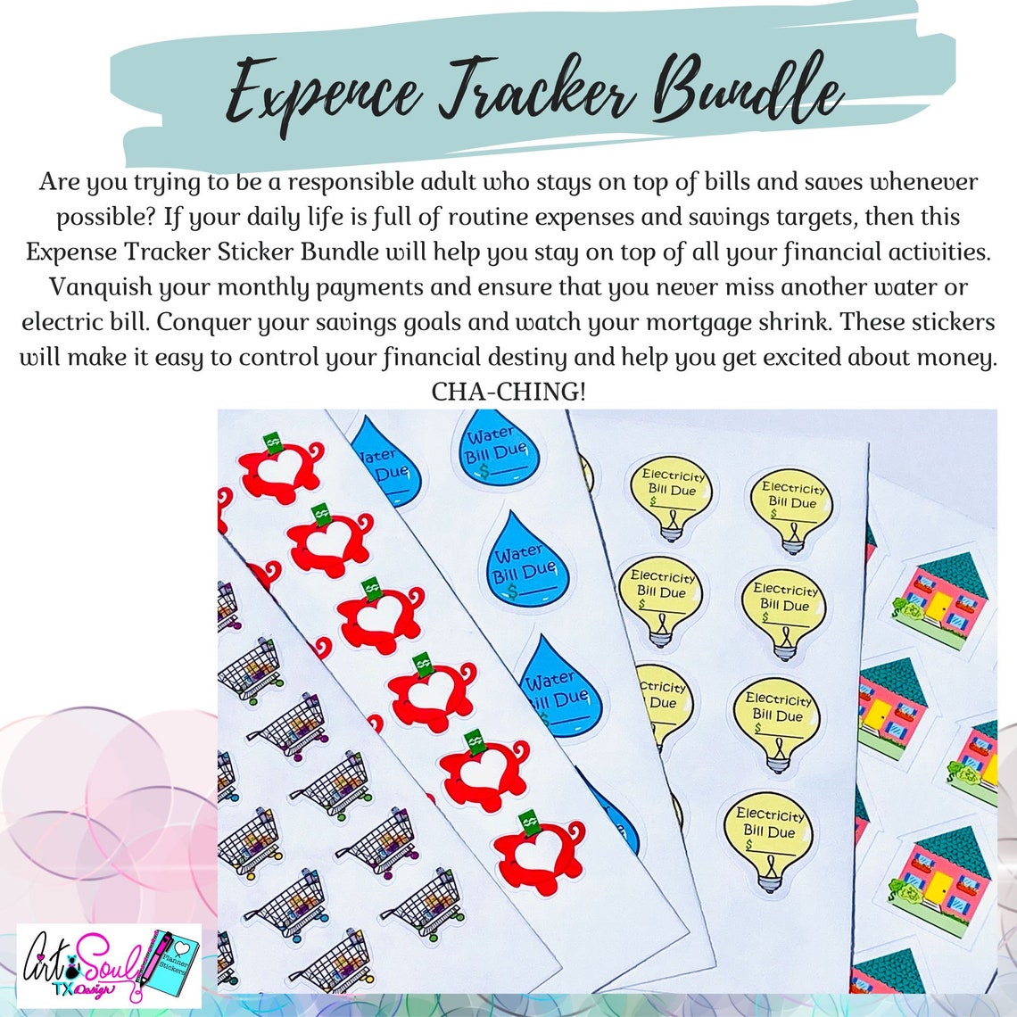 Expense Tracker Budget Planner Stickers Bundle Electric and - Etsy