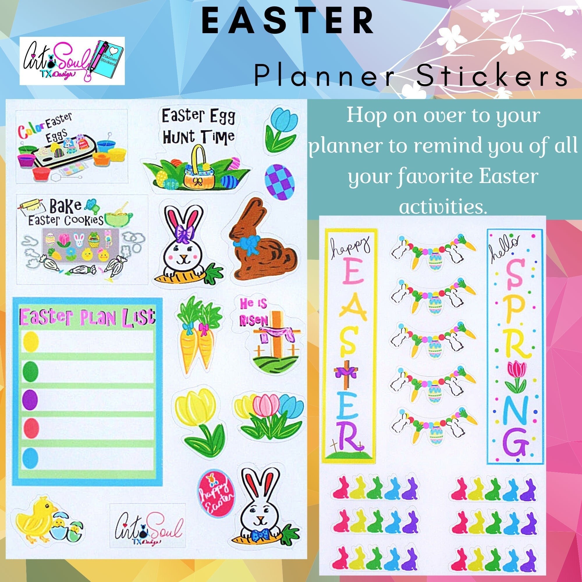 Happy Easter Sticker Pack Easter Stickers Easter Basket | Etsy
