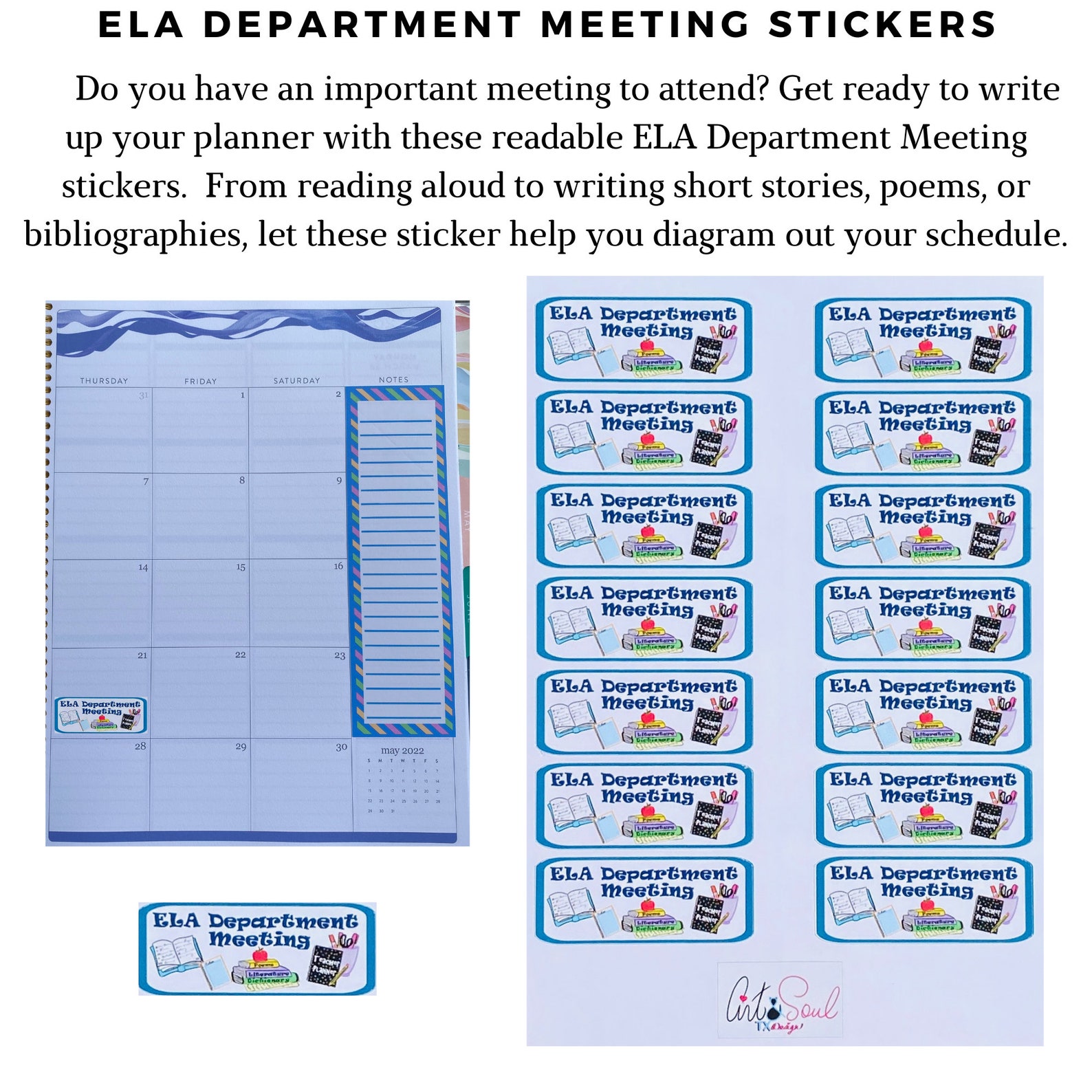 English Teacher Meeting Stickers Teacher Planner Stickers | Etsy