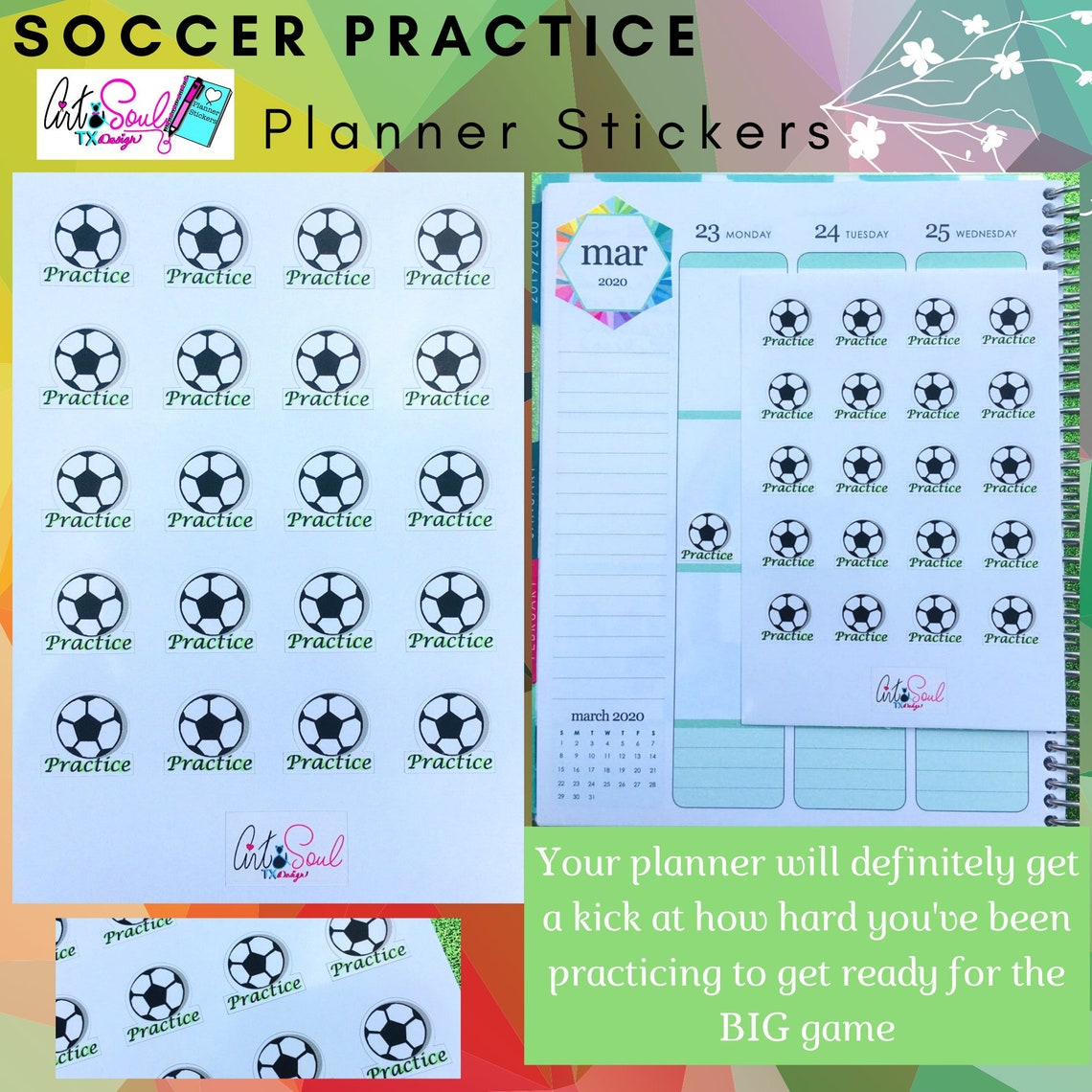 Soccer Practice Planner Stickers Soccer Reminder Stickers | Etsy