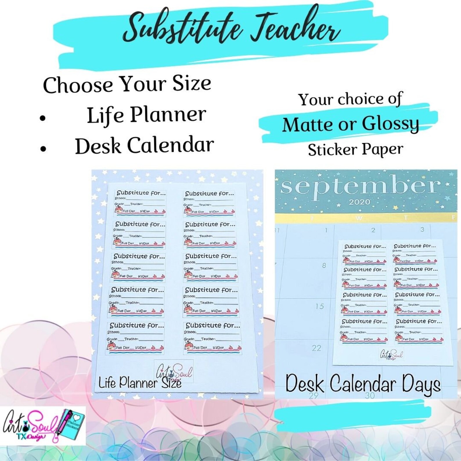 Substitute Teacher Planner Stickers, Substitute Teacher Classroom ...