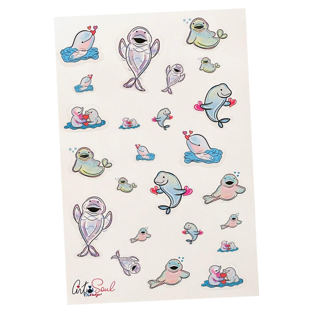 Cute Beluga Whale Sticker Pack, Beluga Whales, ARTANDSOULTXDESIGN ...