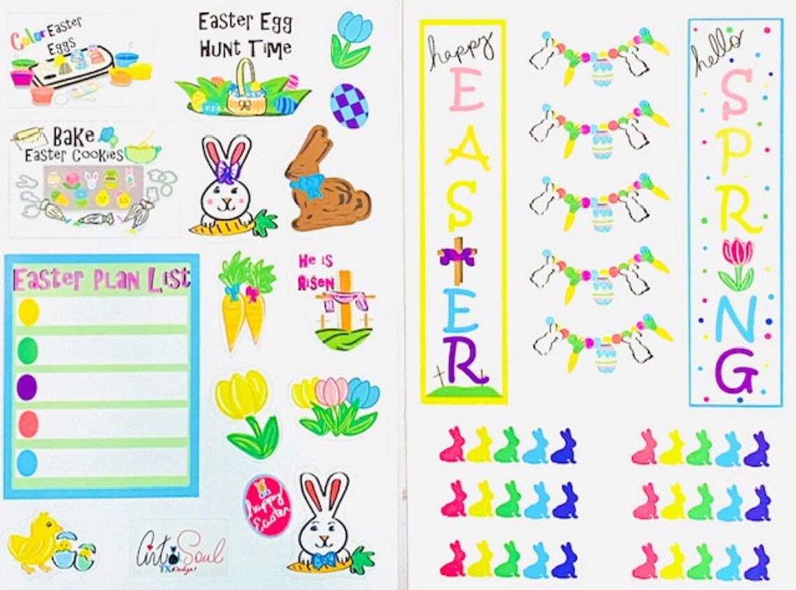Happy Easter Sticker Pack Easter Stickers Easter Basket | Etsy