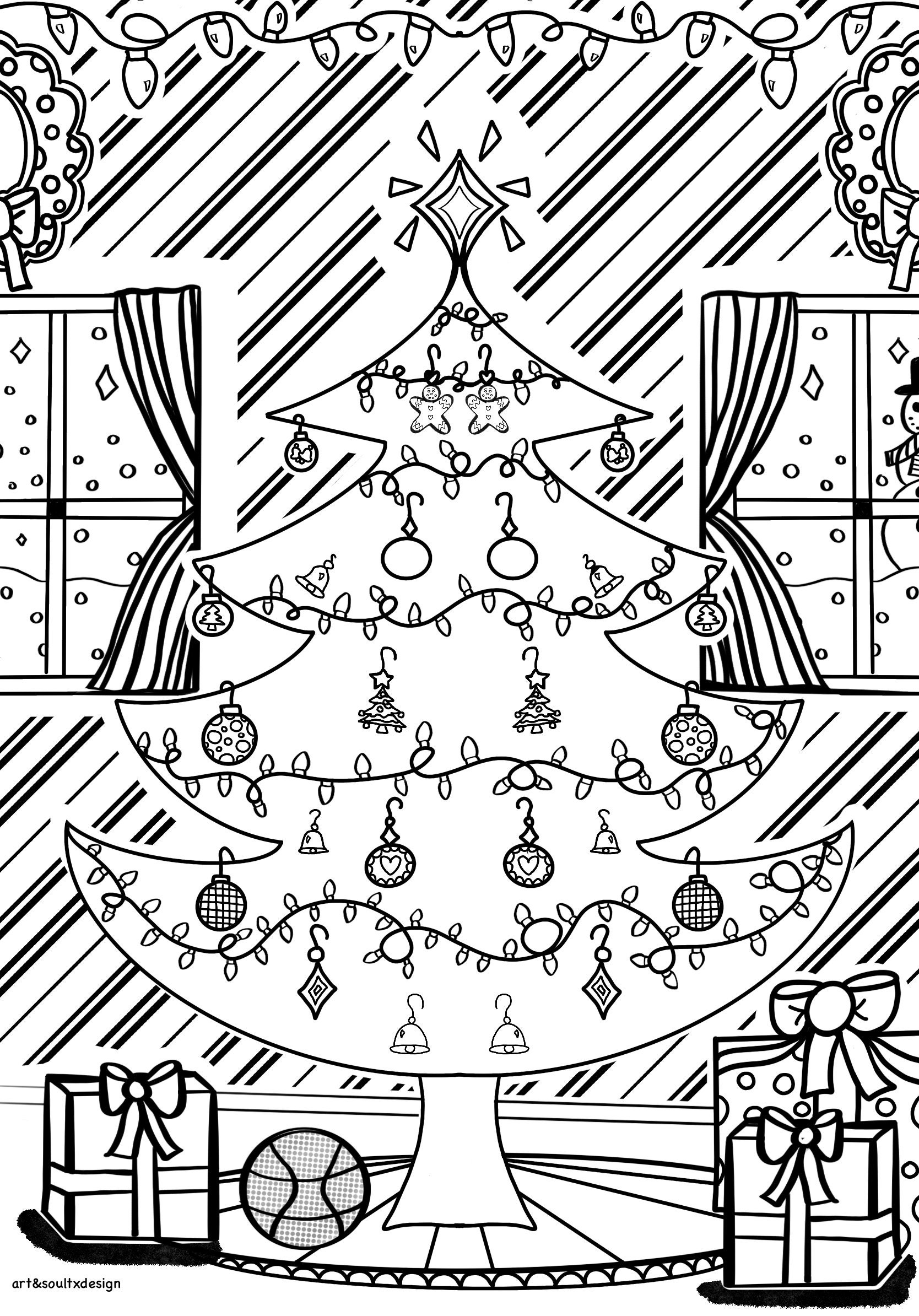 Christmas Coloring Pages: Gingerbread Man & Tree (PDF Download) - Etsy