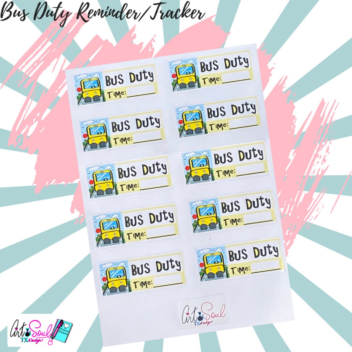 Teacher Bus Duty Planner Stickers School Duty Reminder - Etsy