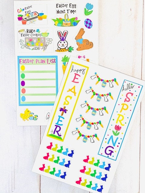 Happy Easter Sticker Pack Easter Stickers Easter Basket | Etsy