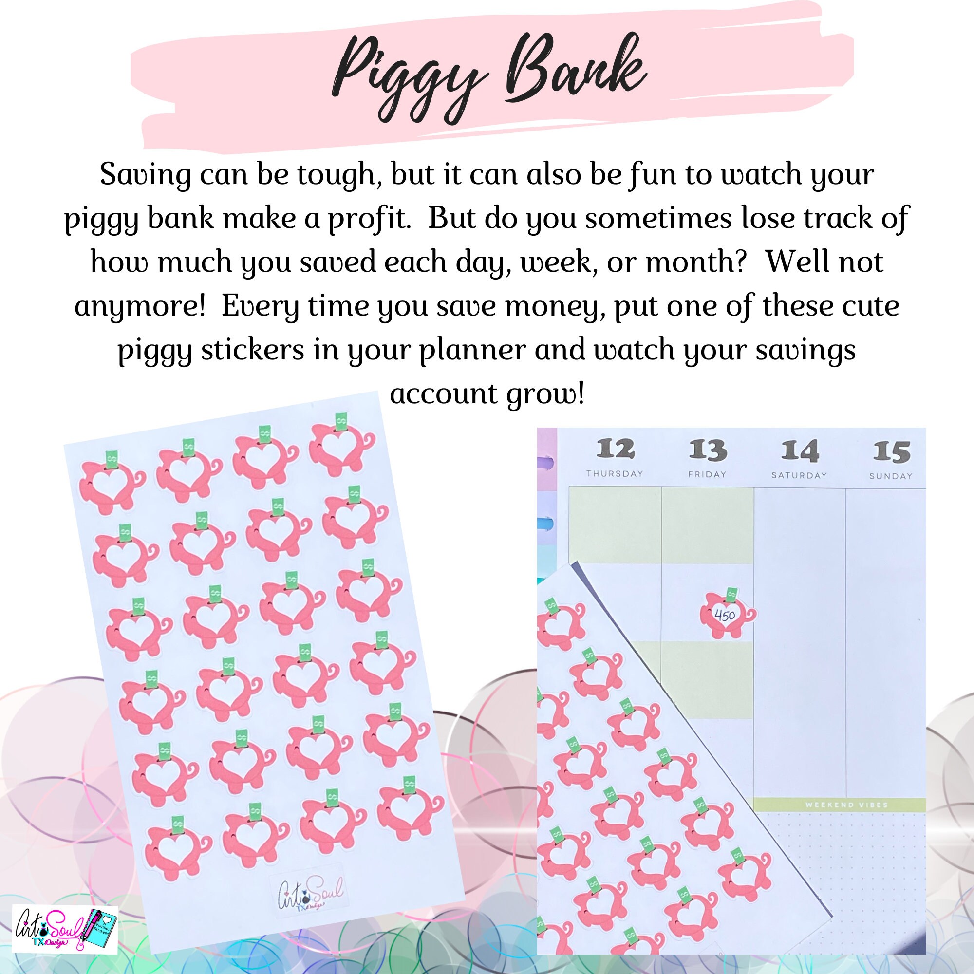 Piggy Bank Planner Stickers Savings Tracker Budget Planner - Etsy
