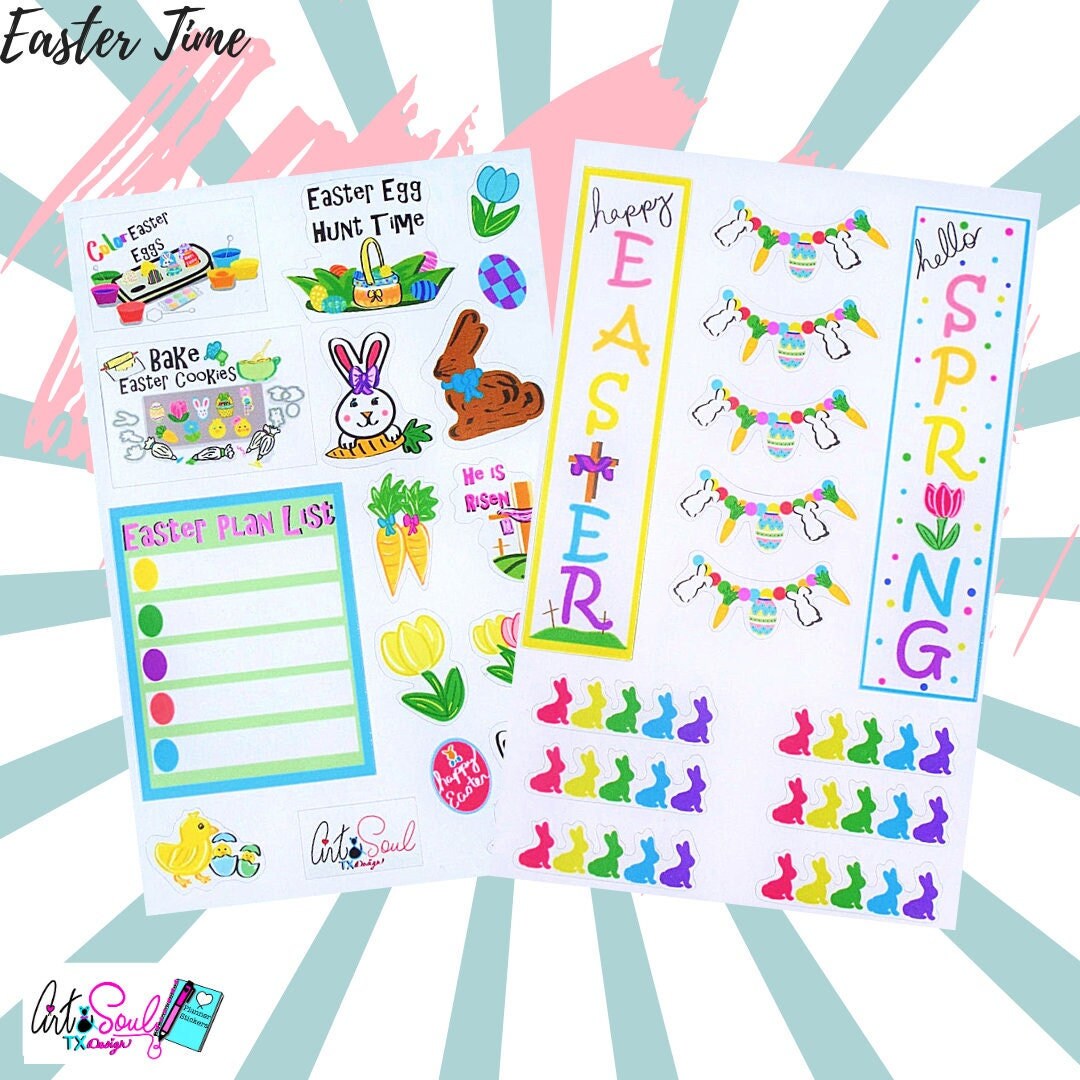 Happy Easter Sticker Pack Easter Stickers Easter Basket - Etsy