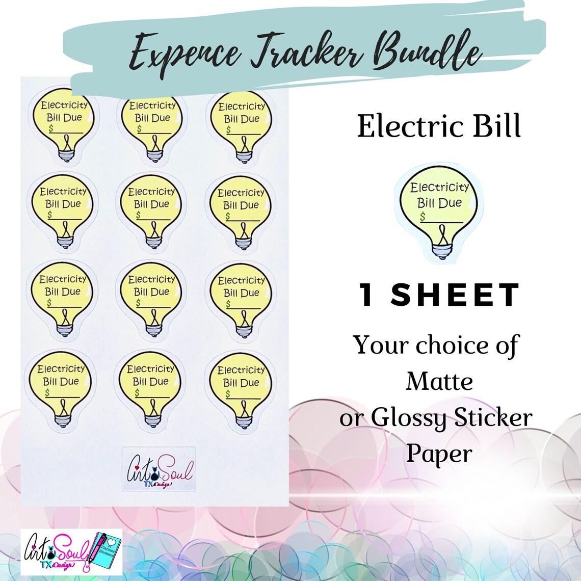 Expense Tracker Budget Planner Stickers Bundle Electric and - Etsy