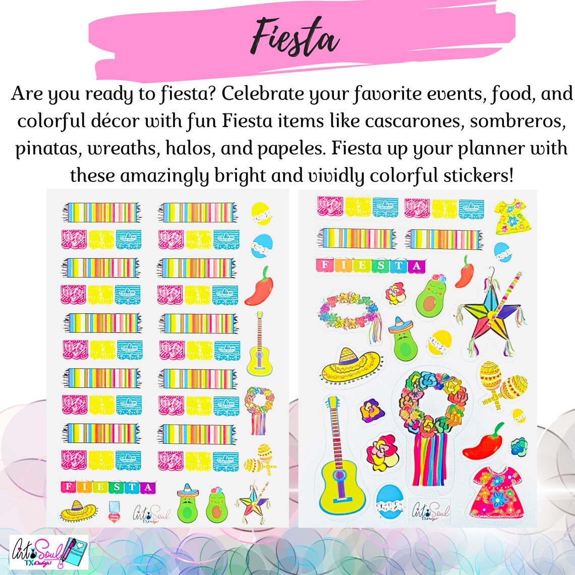 Fiesta Sticker Pack Mexican Fiesta Stickers Viva Fiesta - Etsy