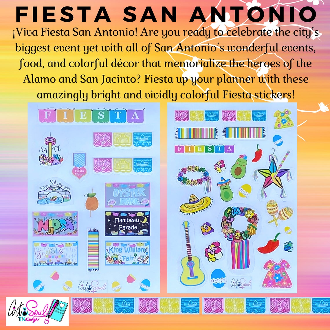 Fiesta San Antonio Sticker Pack Viva Fiesta San Antonio | Etsy