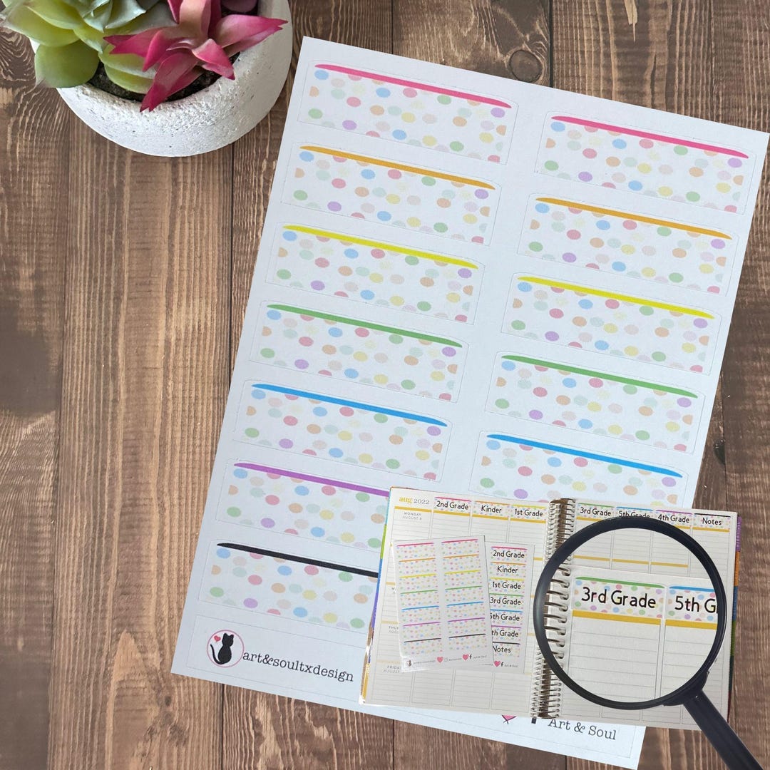 Custom Polka Dot Header Stickers: Teacher Planner - Etsy