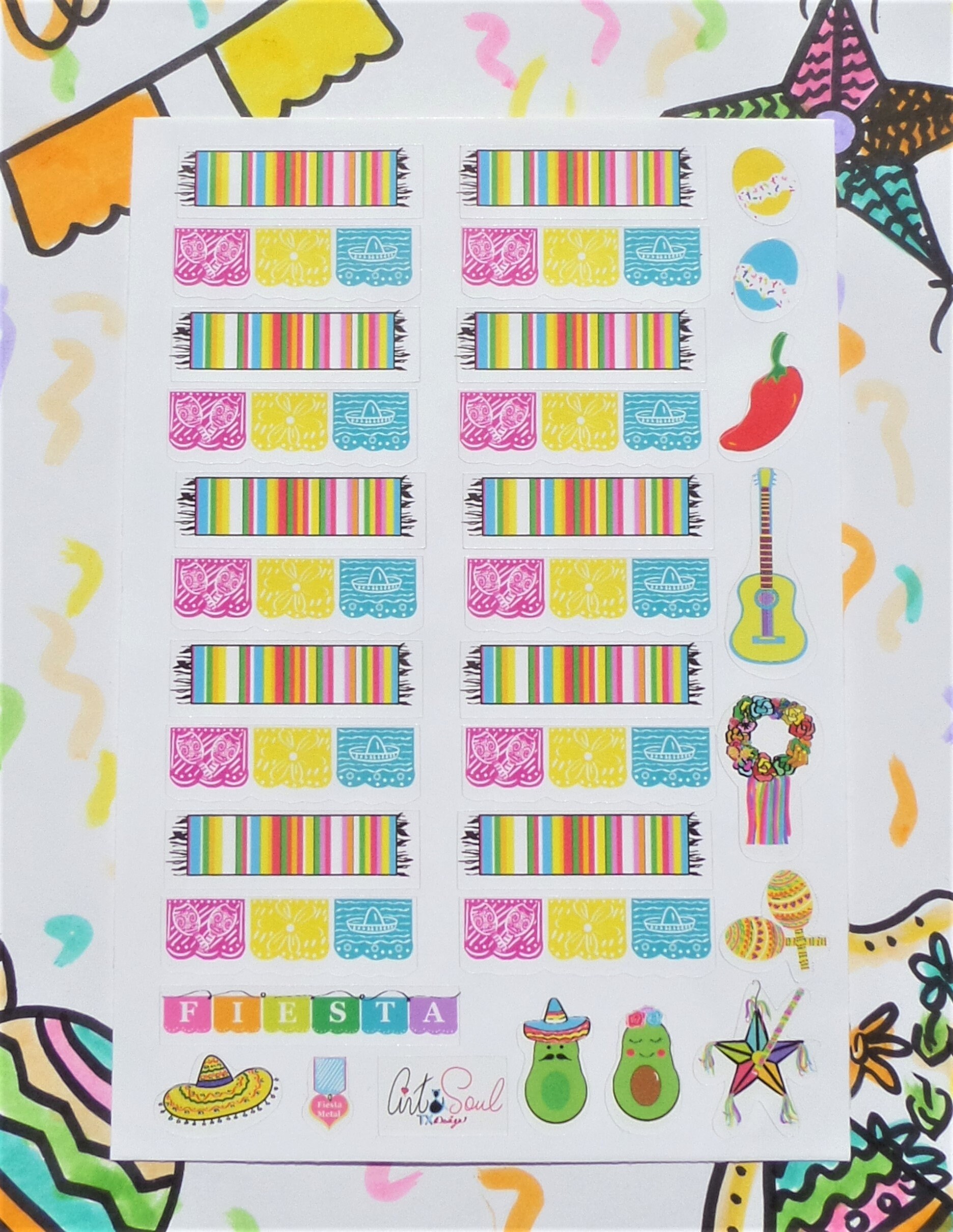 Fiesta Sticker Pack Mexican Fiesta Stickers Viva Fiesta | Etsy
