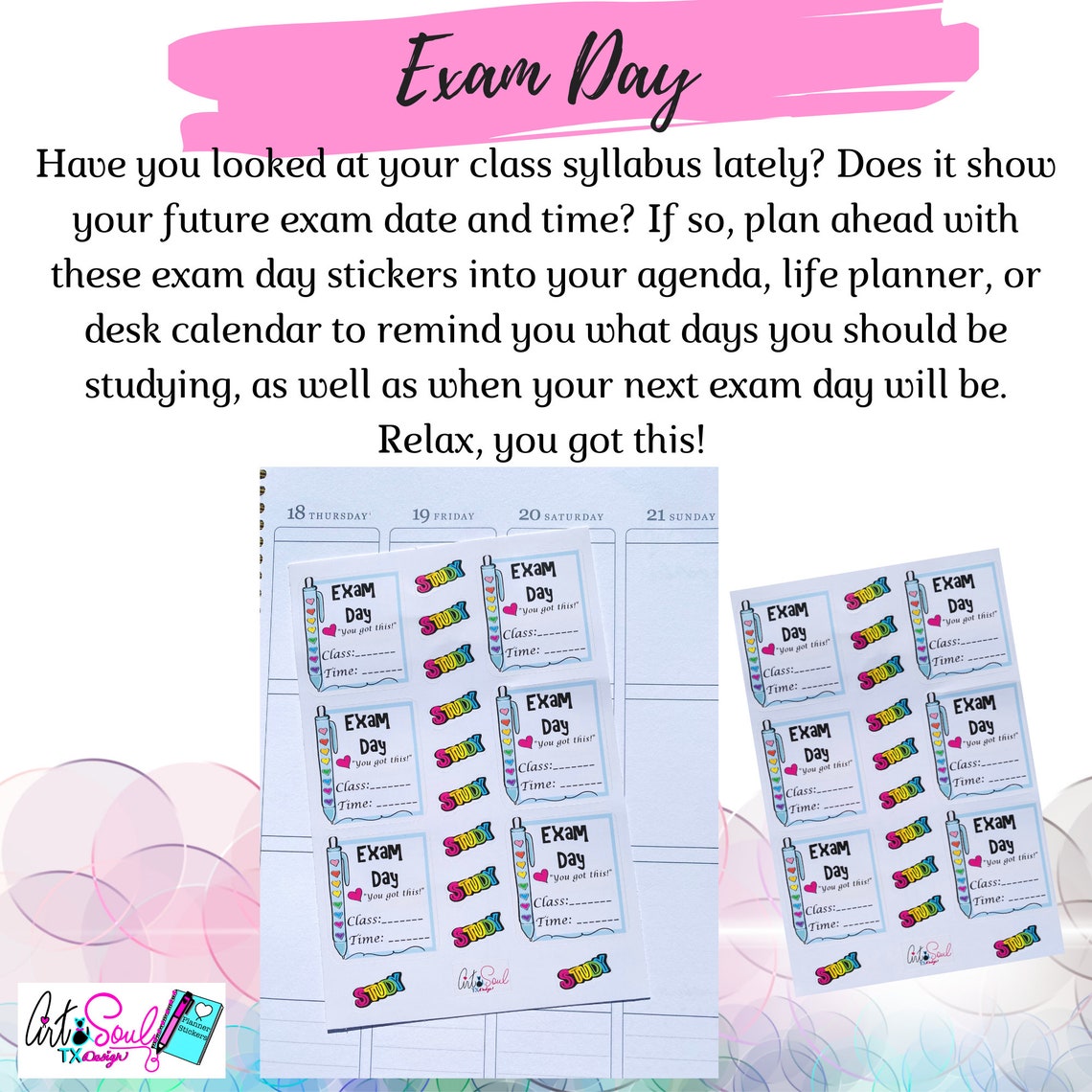 College Exam Day Stickers College Exam Day Sticker Pack | Etsy