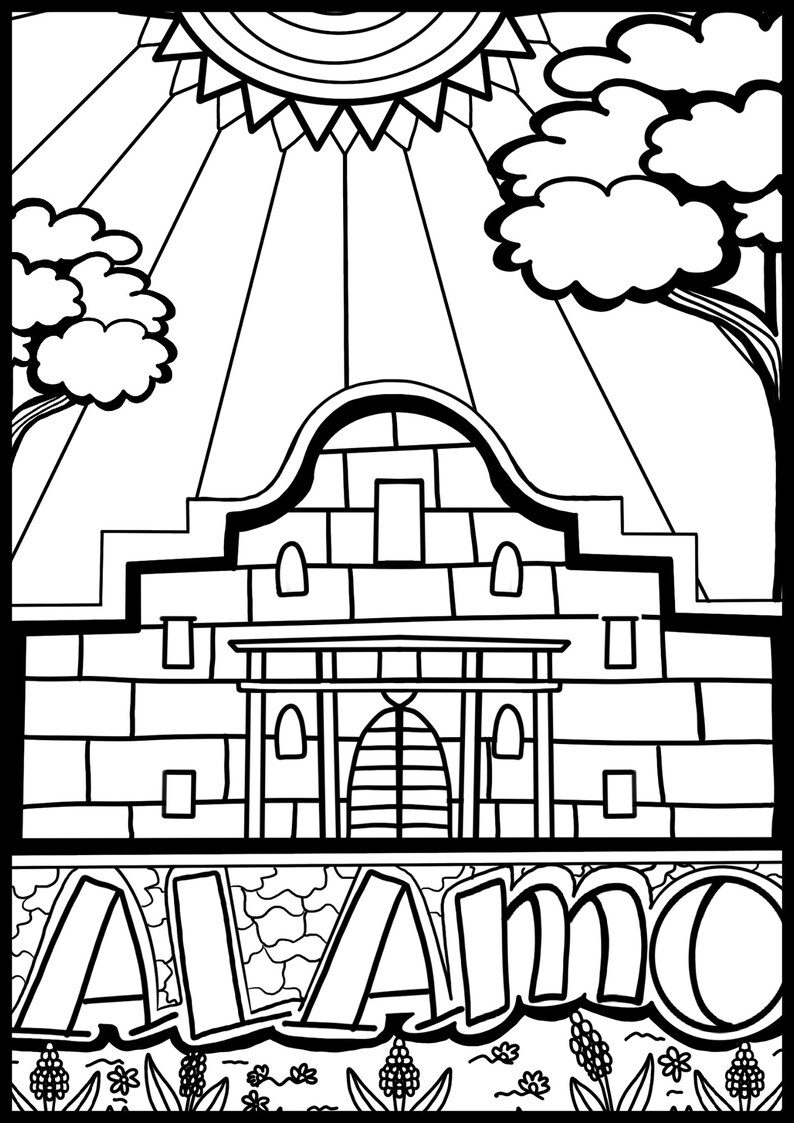 San Antonio Coloring Book: Fiesta Edition, Texas Art (digital Download ...