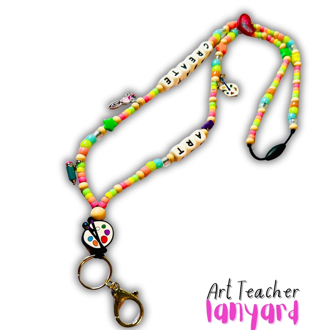 Art Teacher Lanyard, Fun Lanyard, Breakaway Clasp, Gift, Teacher Style ...