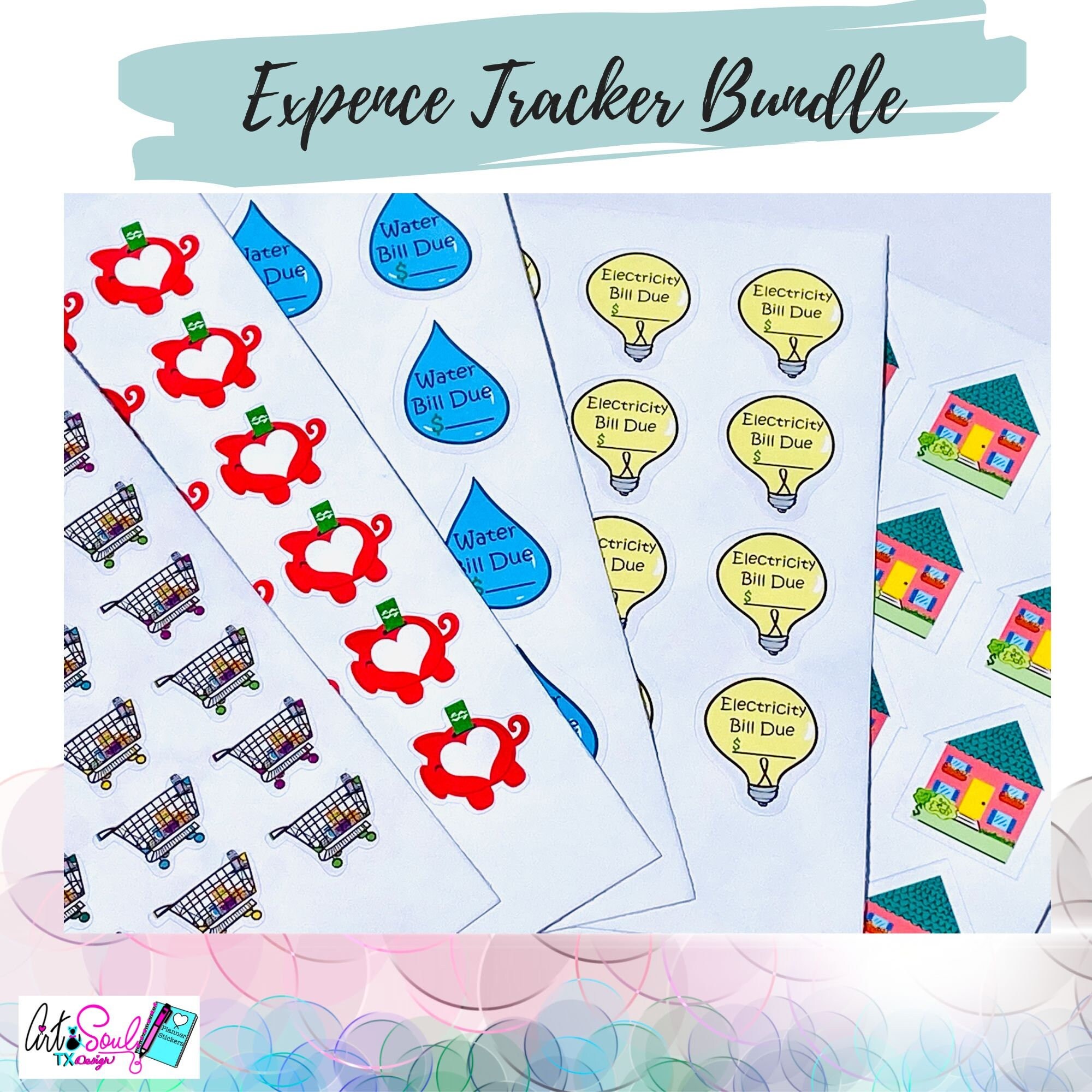 Expense Tracker Budget Planner Stickers Bundle Electric and - Etsy