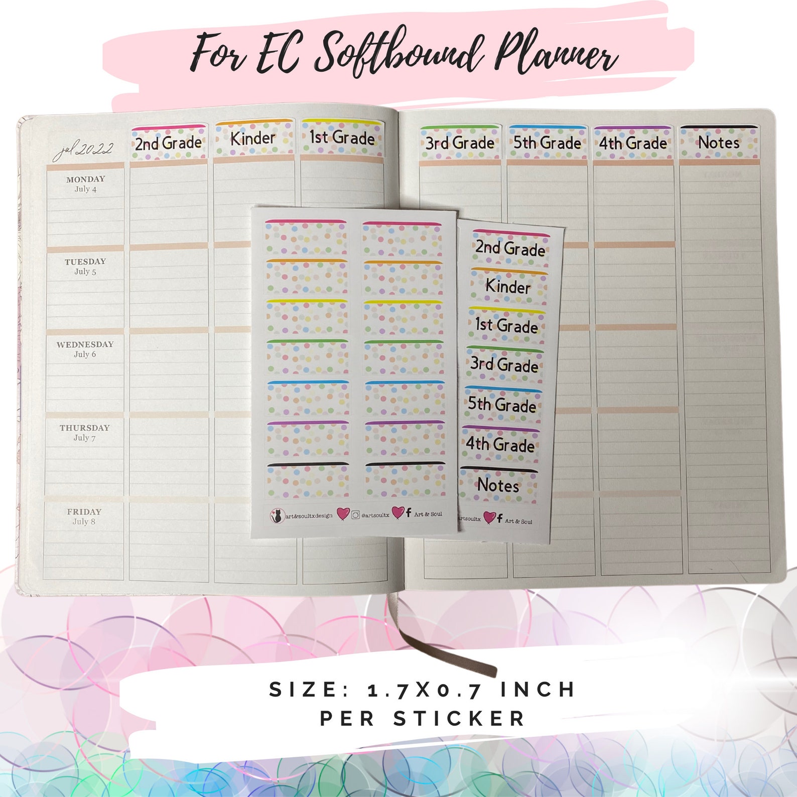 Polka Dot Planner Stickers: Custom Teacher Headers for EC & Happy ...