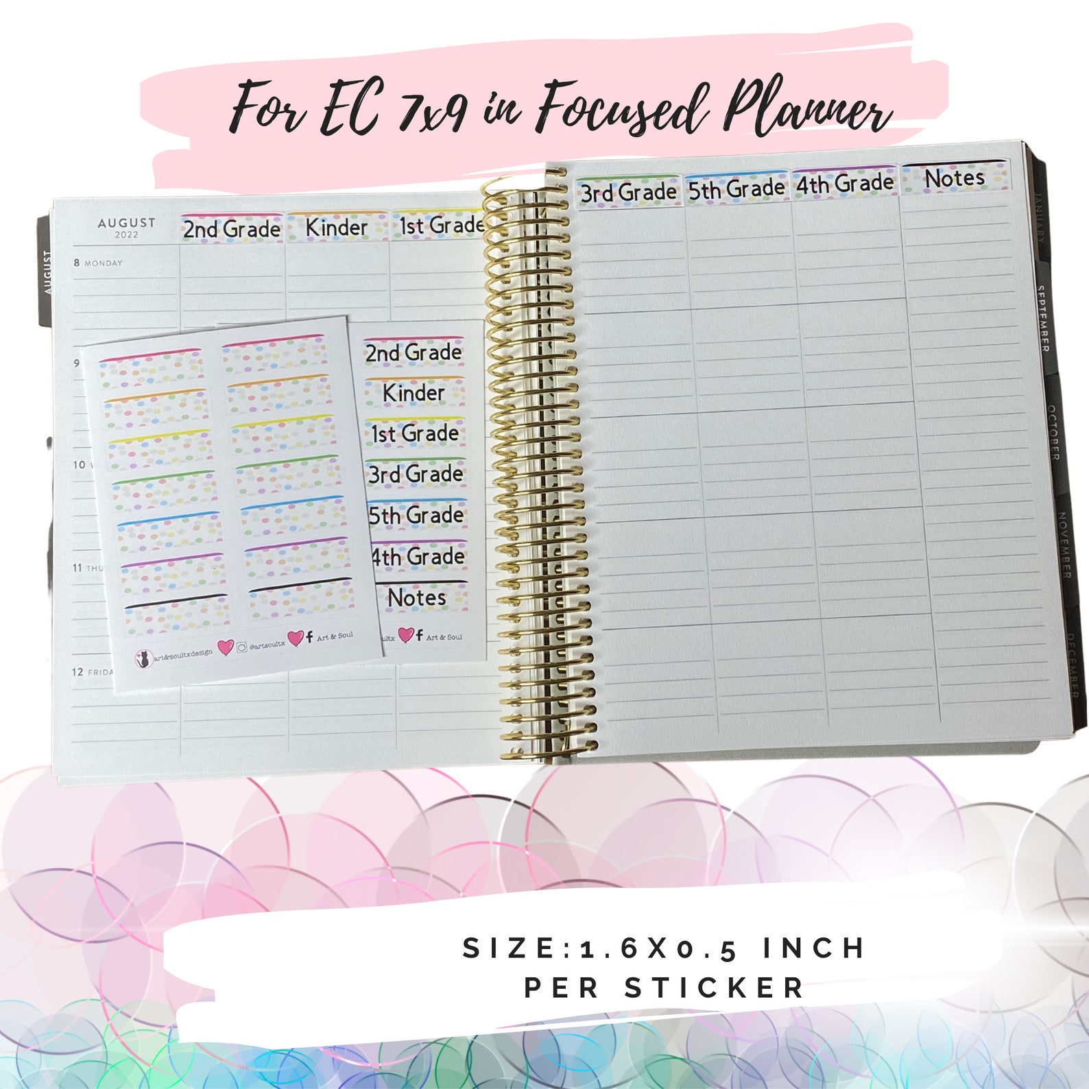 Polka Dot Planner Stickers: Custom Teacher Headers for EC & Happy ...