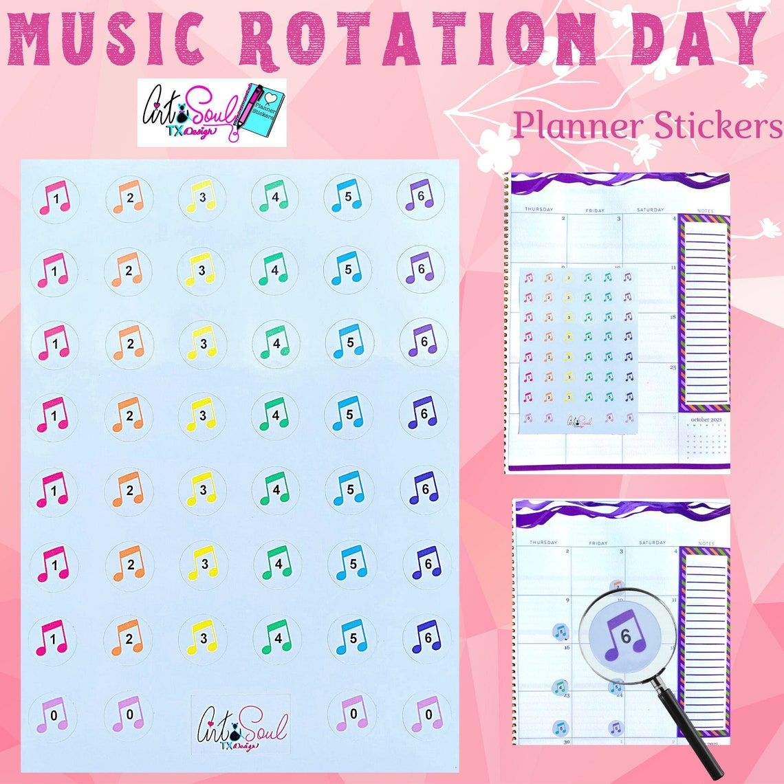Music Teacher Rotation Schedule Planner Stickers Music | Etsy