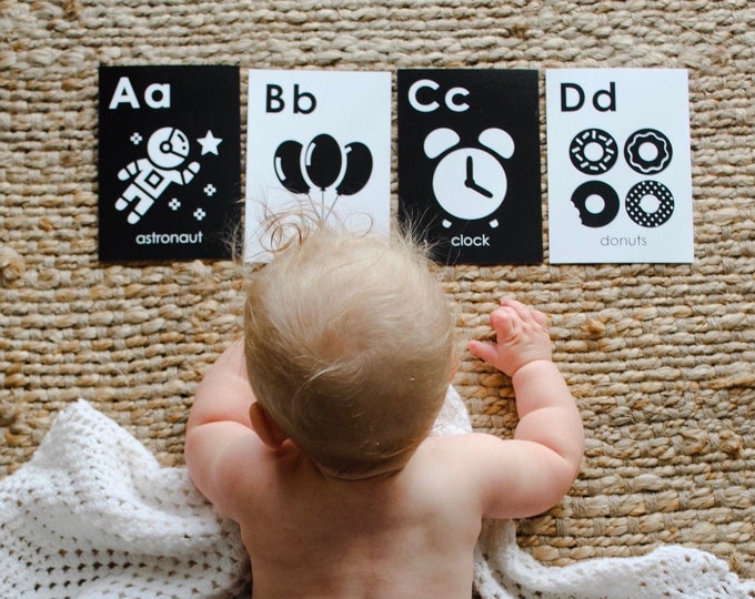 Alphabet Flash Cards Baby & Toddler Flash Cards, Black and White High ...