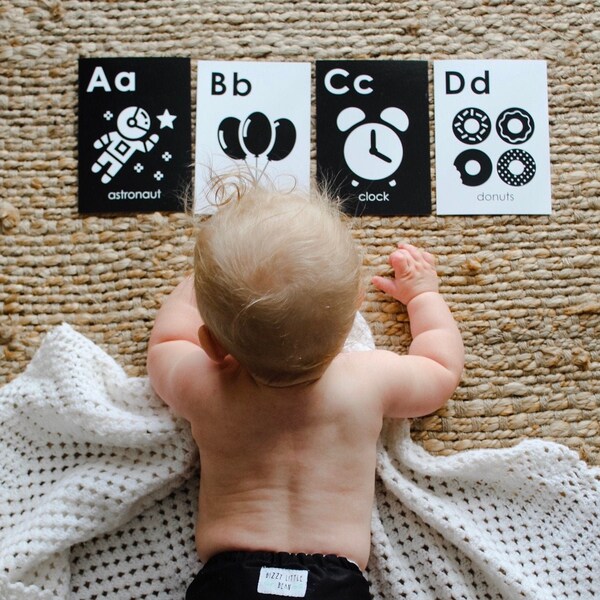Black and White Alphabet Flash Cards - Etsy