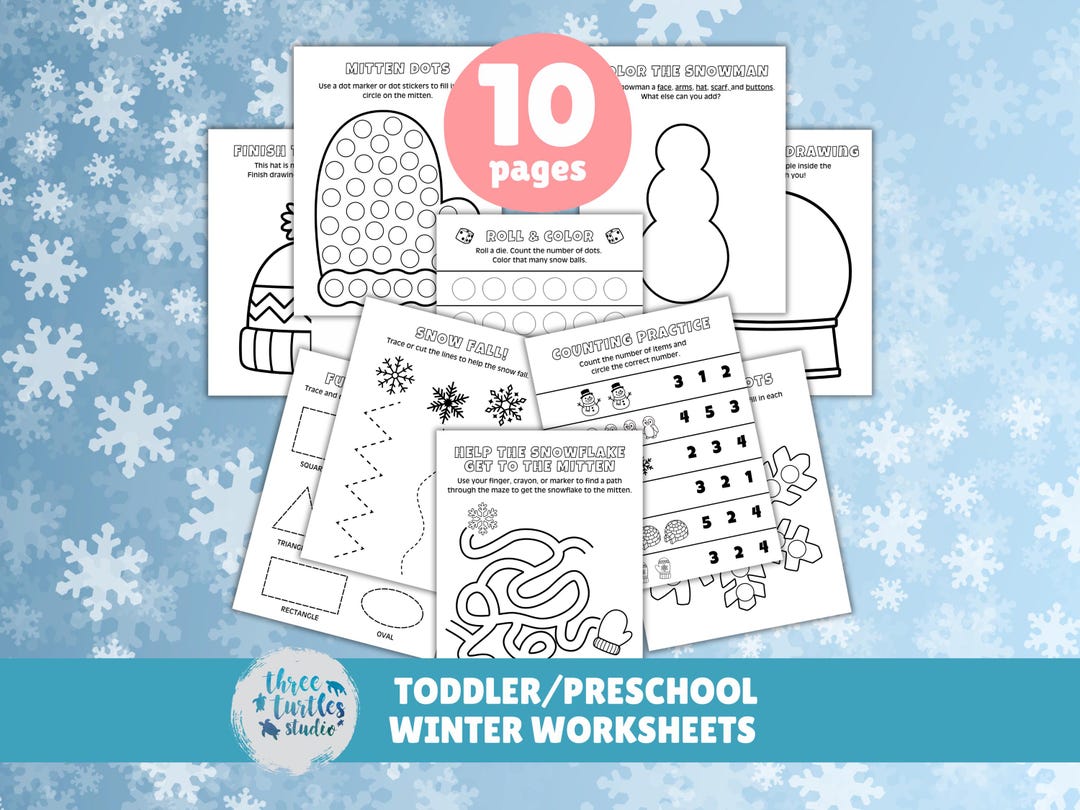 Winter Worksheets for Toddlers & Preschool | Preschool Workbook | Fine ...
