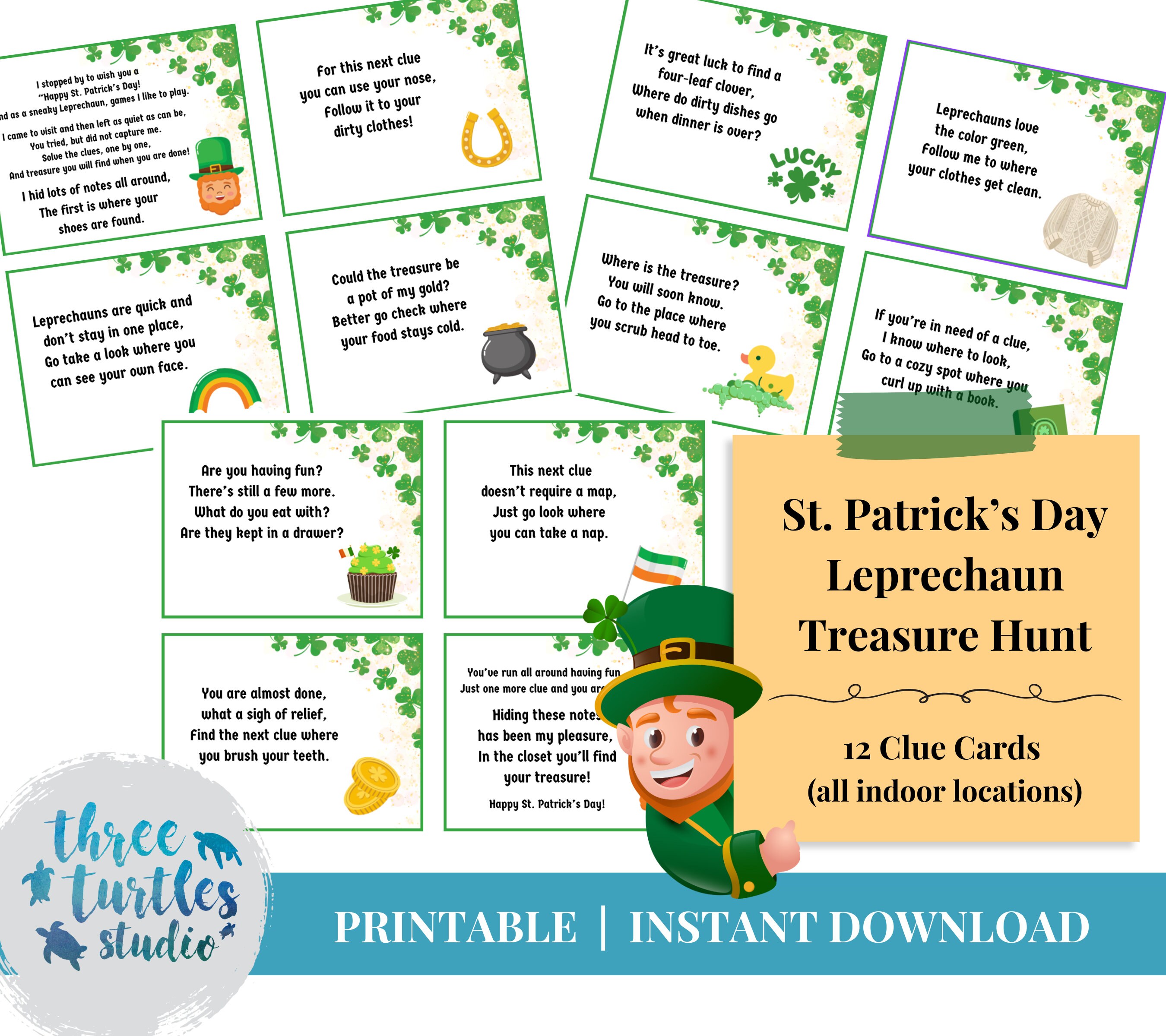 St. Patrick's Day Leprechaun Treasure Hunt Printable, Leprechaun ...