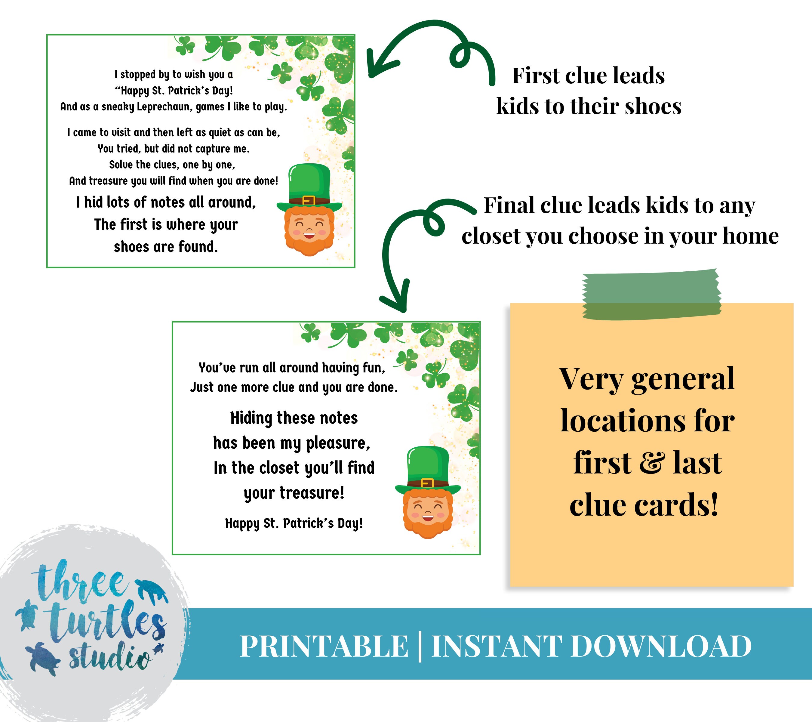 St. Patrick's Day Leprechaun Treasure Hunt Printable, Leprechaun ...