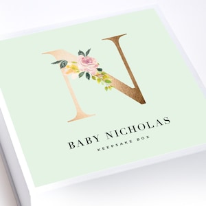 Baby Boy Keepsake Box - Custom Gift Box - Square White Box - Custom ...
