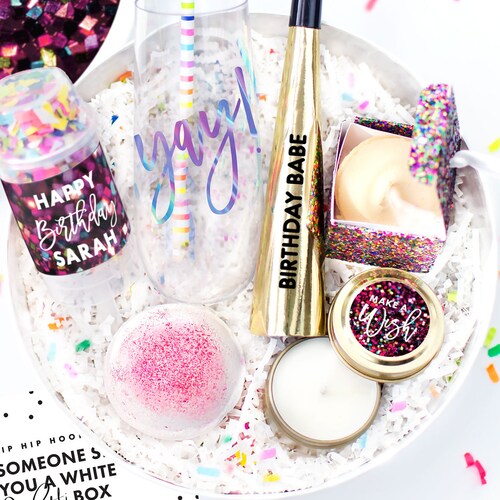 Birthday Gift Box Birthday Gifts for Her White Confetti - Etsy