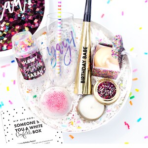 Birthday Gift Box - Custom Birthday Gift - White Confetti - Happy ...