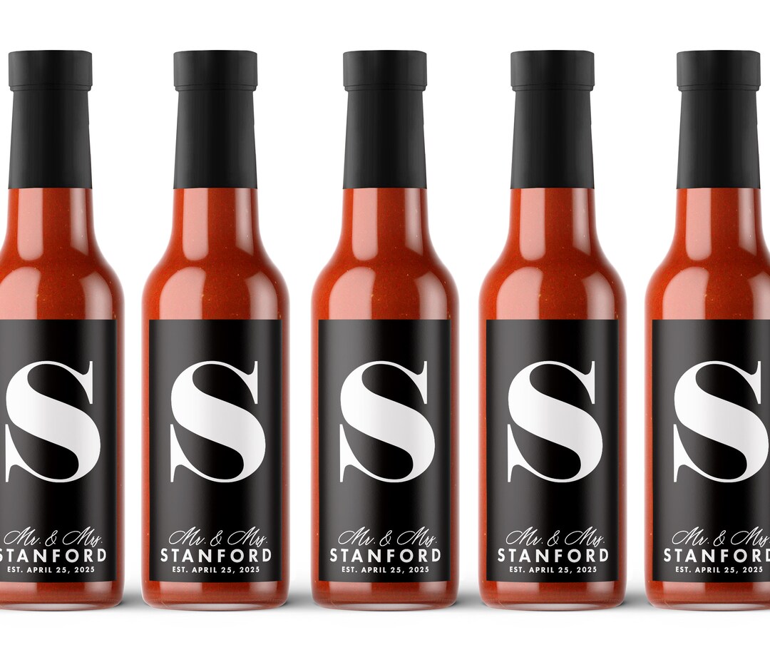 BULK Wedding Favor - SET OF Full Size Bottle Hot Sauce - Custom Shower ...