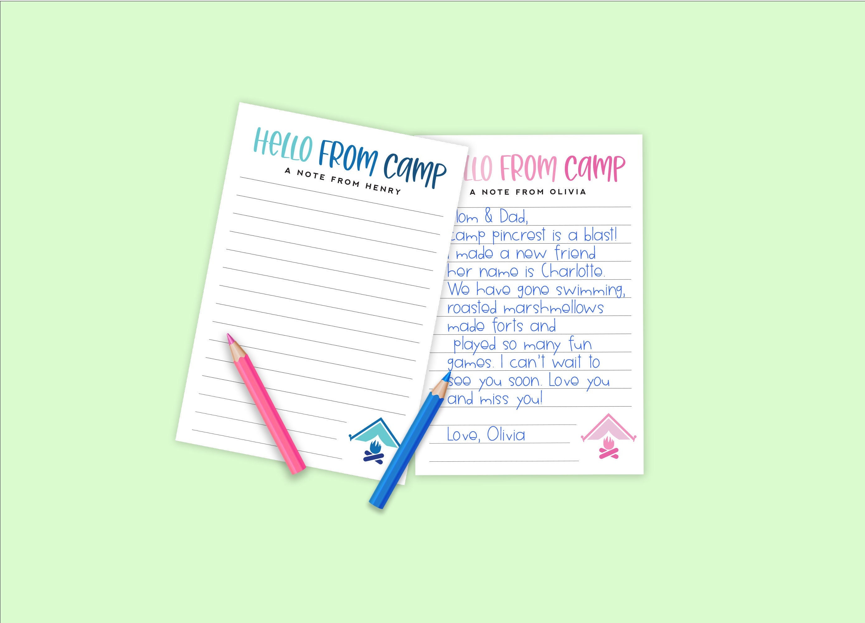 Camp Stationery for Summer Camp - Camp Stationary - A Note From Camp ...
