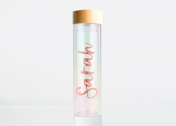 Personalized Glass Water Bottle Custom Travel Mug Tea | Etsy