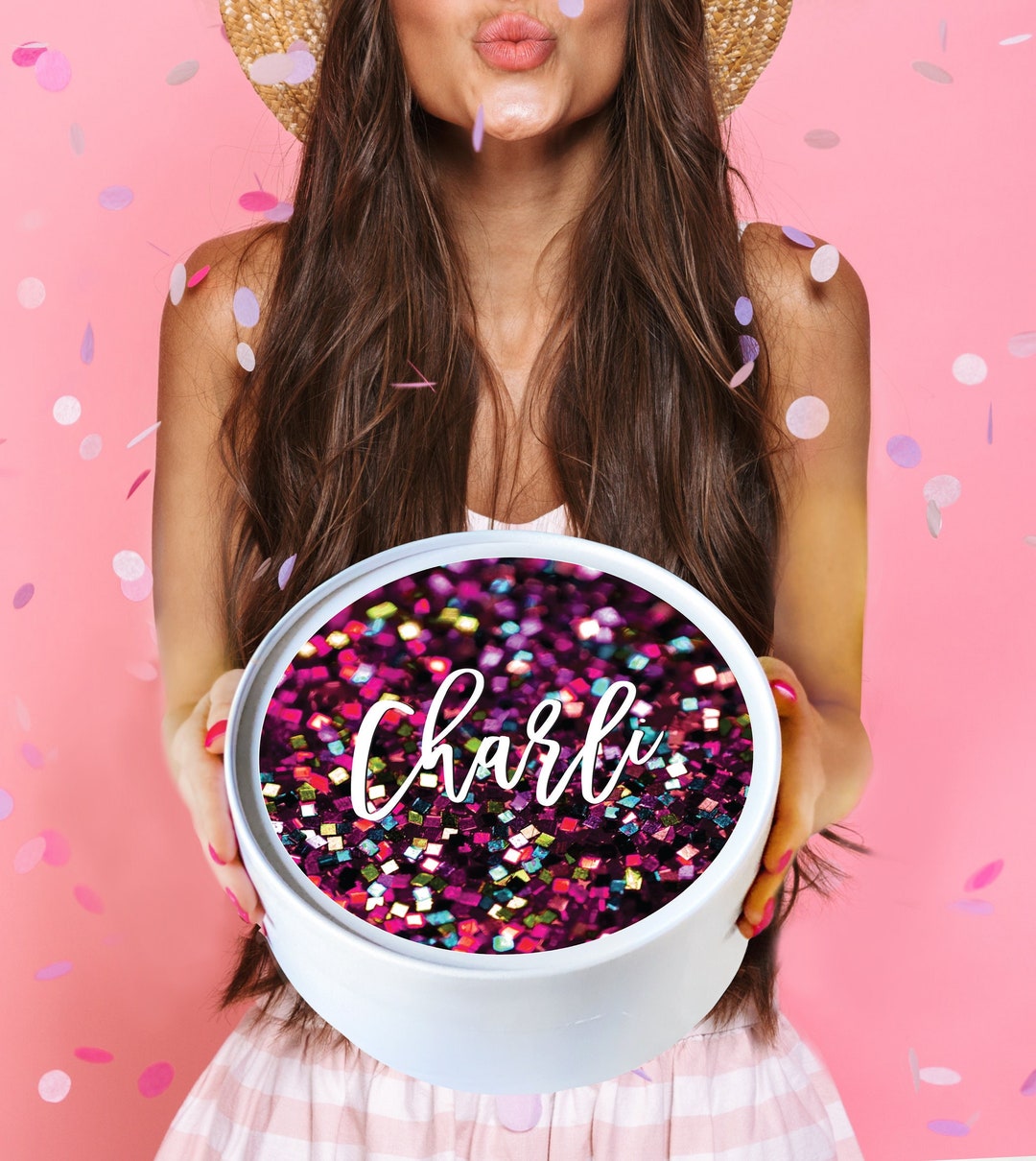 Custom Gift Box - White Confetti Box - Round White Hat Box - Custom ...