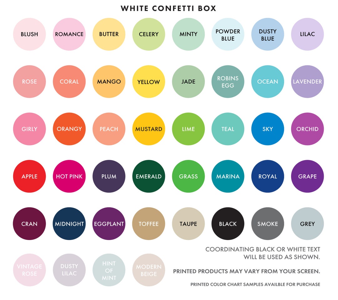 Color Chart Sample - Etsy
