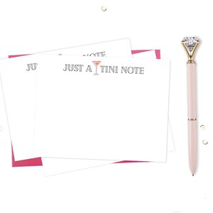 Just a Tini Note Cards - Stationary Set - Cocktail Note Cards - White ...