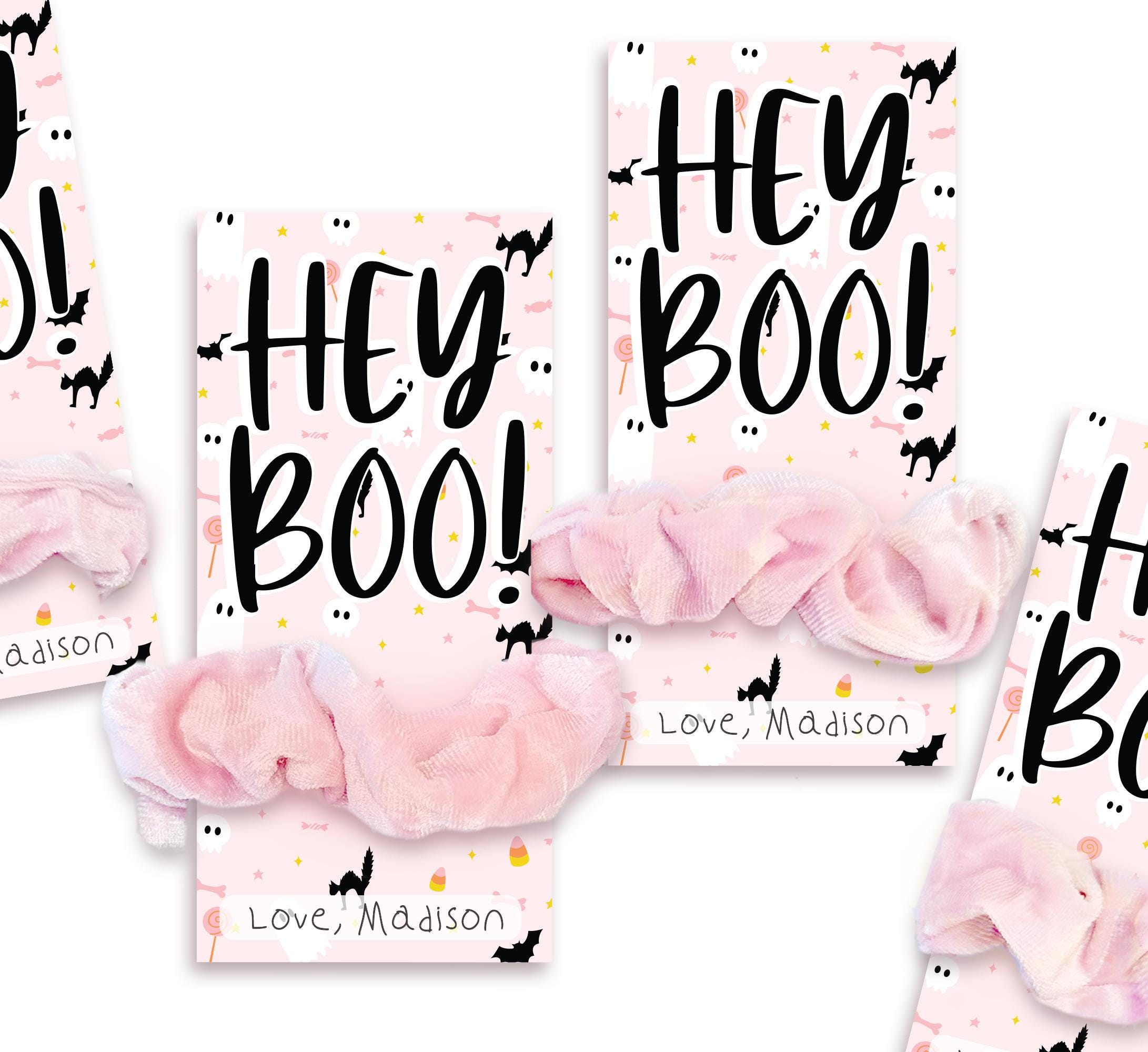 Hey Boo Halloween Scrunchie Favor - Halloween Class Party - Pink ...