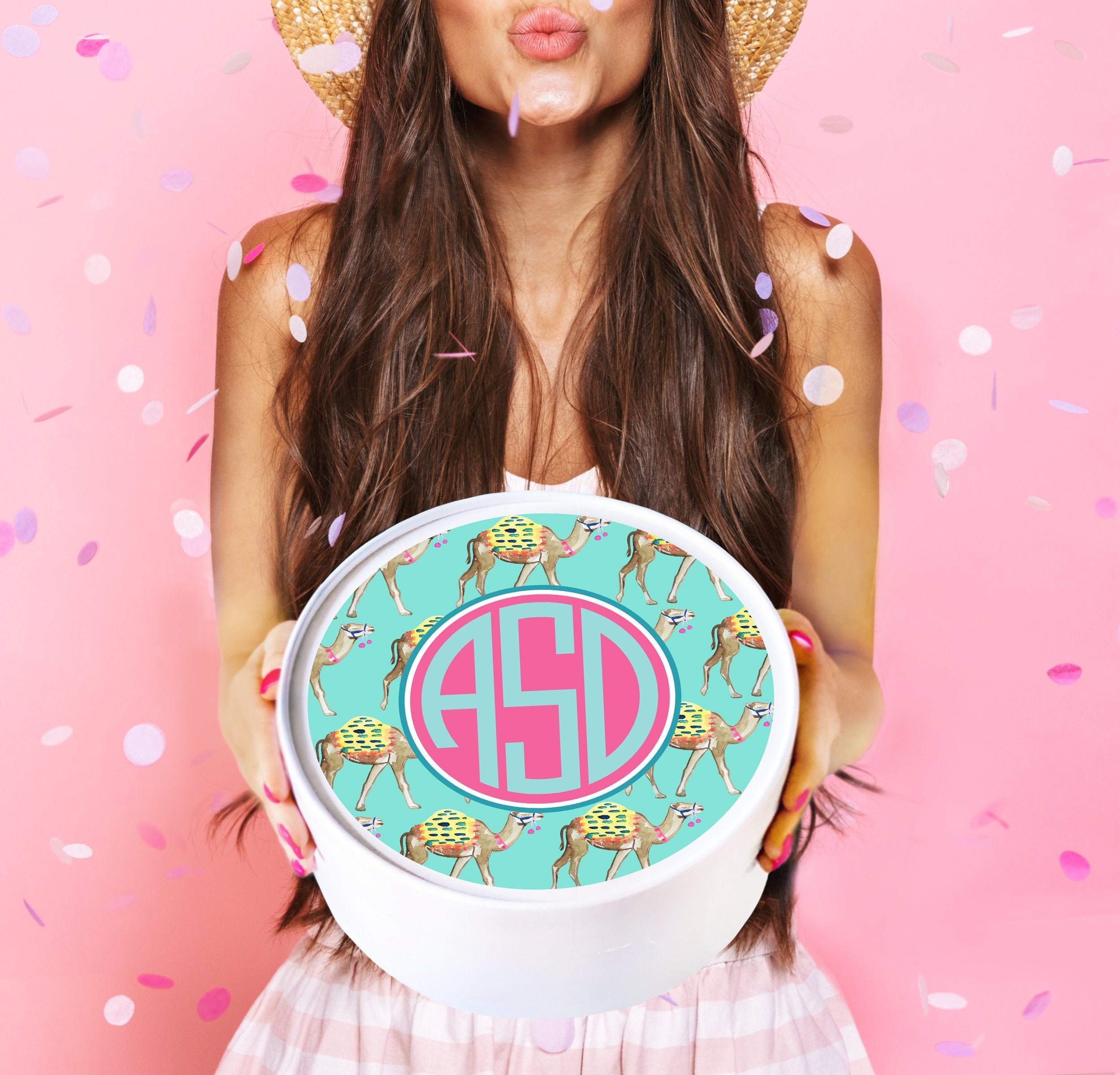 Initials Monogram Gift Box Round White Box Custom Gift Box | Etsy