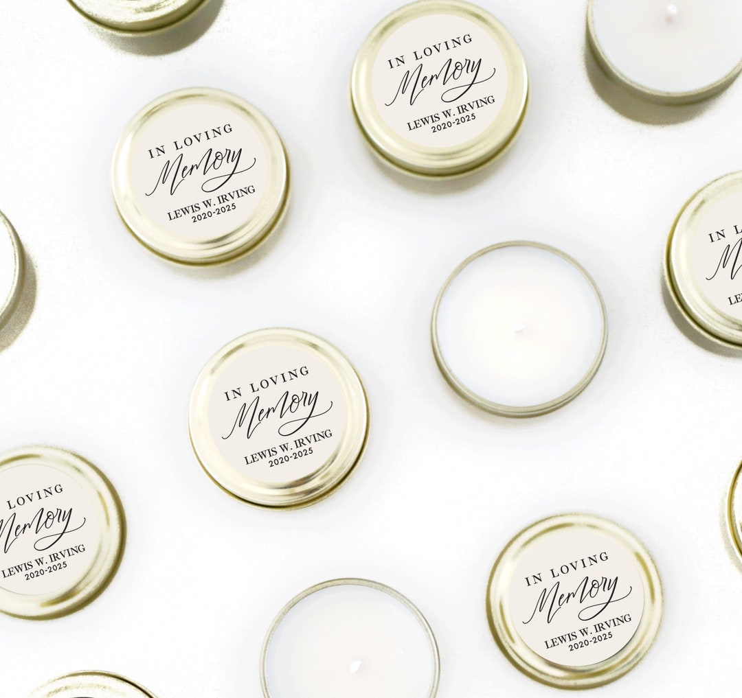 Funeral Favors - in Loving Memory Candles - Memorial Service Candle ...