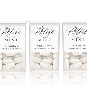 Retirement Party Custom Labels - Retiremint Mint Personalized Favors ...