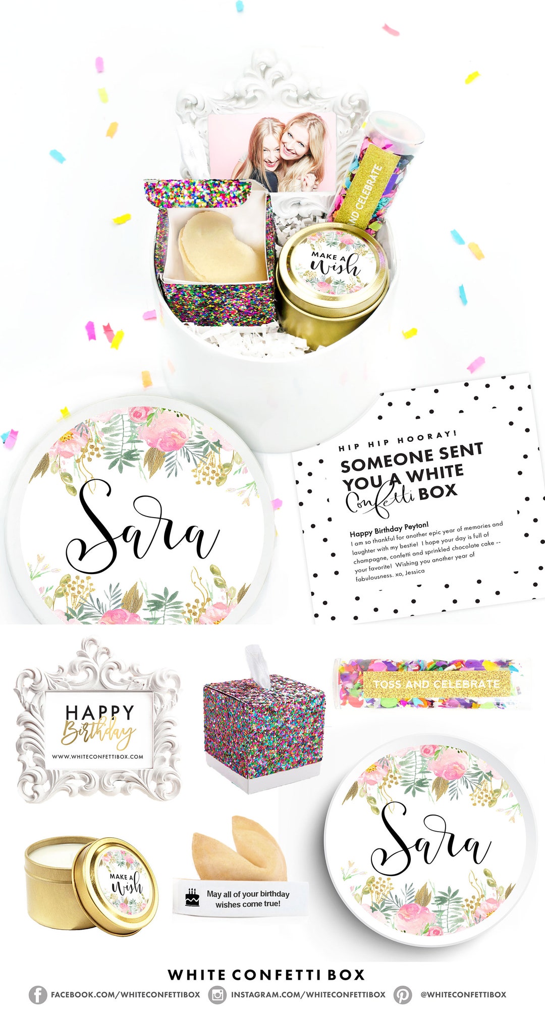 Birthday Gift Mini Box - Birthday Gift - White Confetti - Happy ...