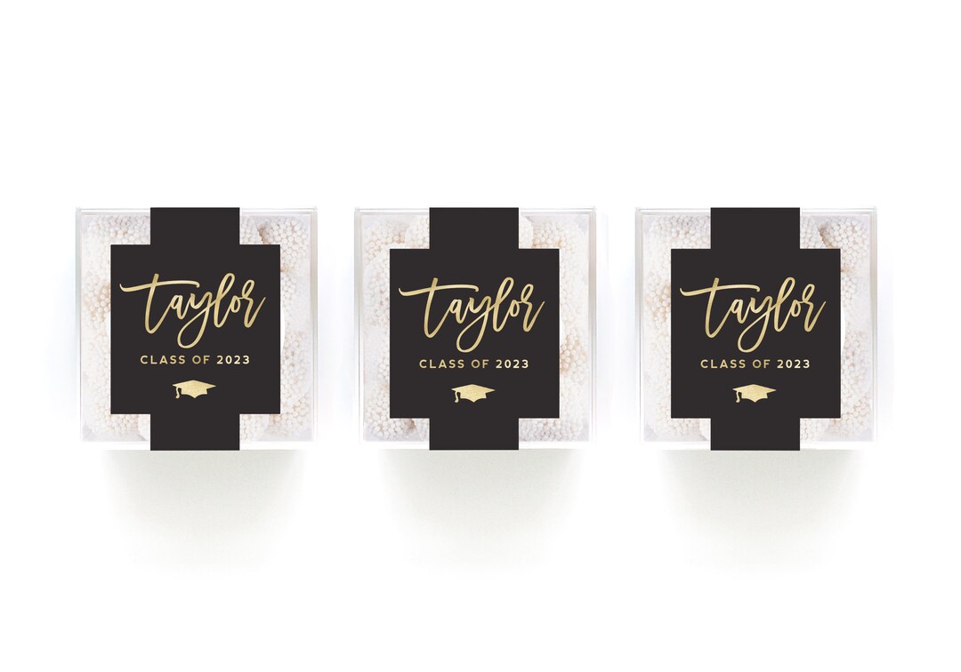 Graduation Party Favor - Clear Cube Candy Favor Boxes - Graduation ...