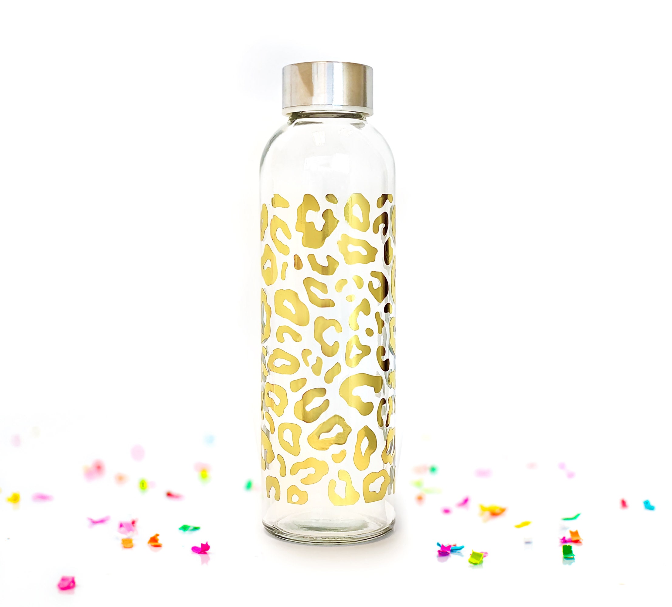 Leopard Glass Water Bottle Custom Glass Water Tumbler - Etsy