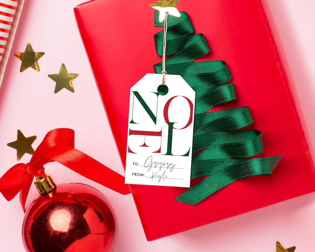 NOEL Christmas Gift Tags - PRINTABLE Classic Christmas Favor Tag ...