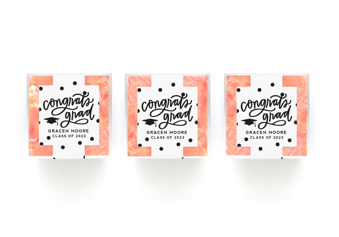 Graduation Party Favor - Clear Cube Candy Favor Boxes - Graduation ...