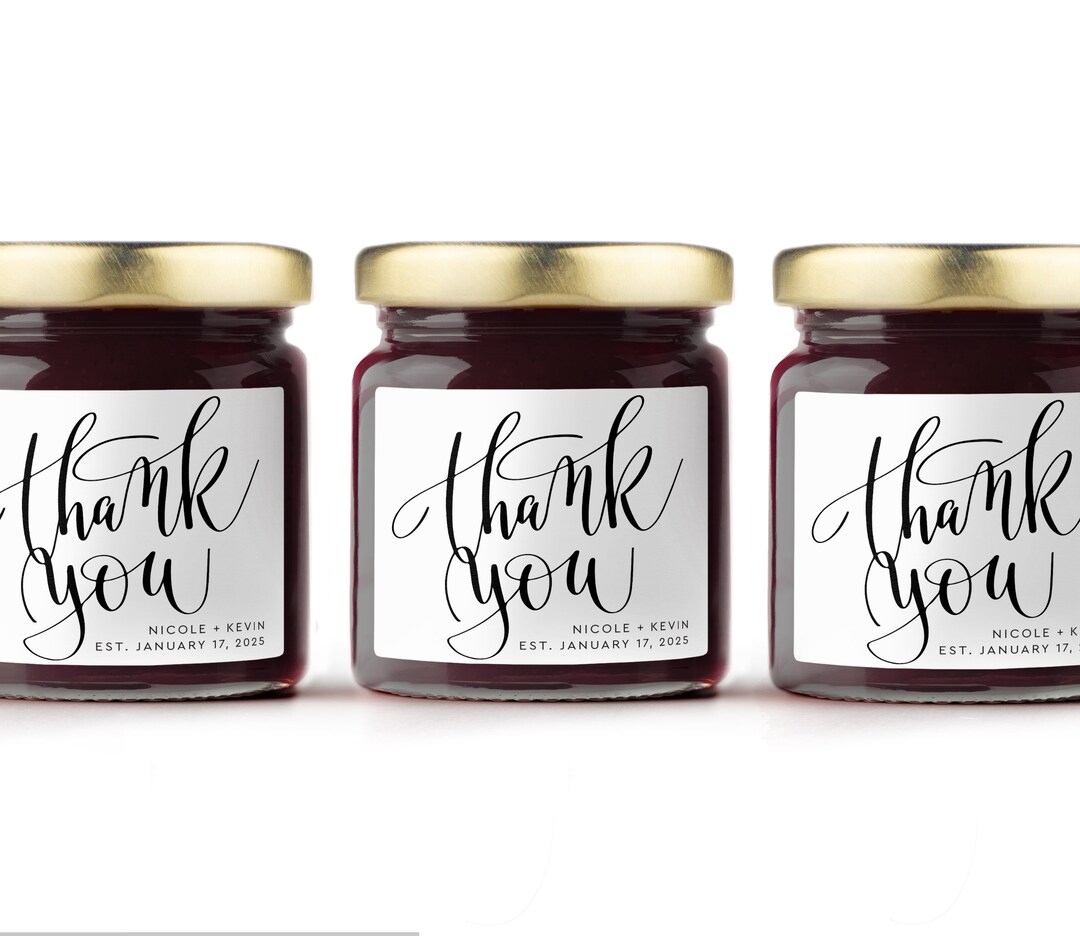 Thank You Jam Jar - BULK Wedding Favors - Mini Blueberry Jam - Wedding ...
